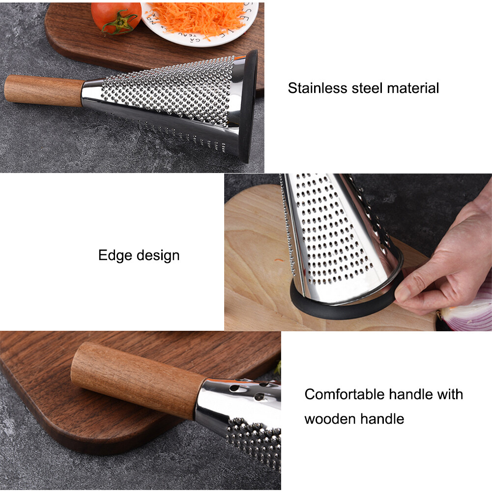 Triple Function Manual Parmesan Non Slip Cheese Grater Wooden Handle ...