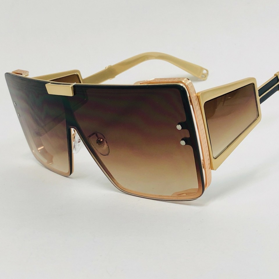 Men Women Sunglasses Designer Single Lens Oversized Large Shades Square ...