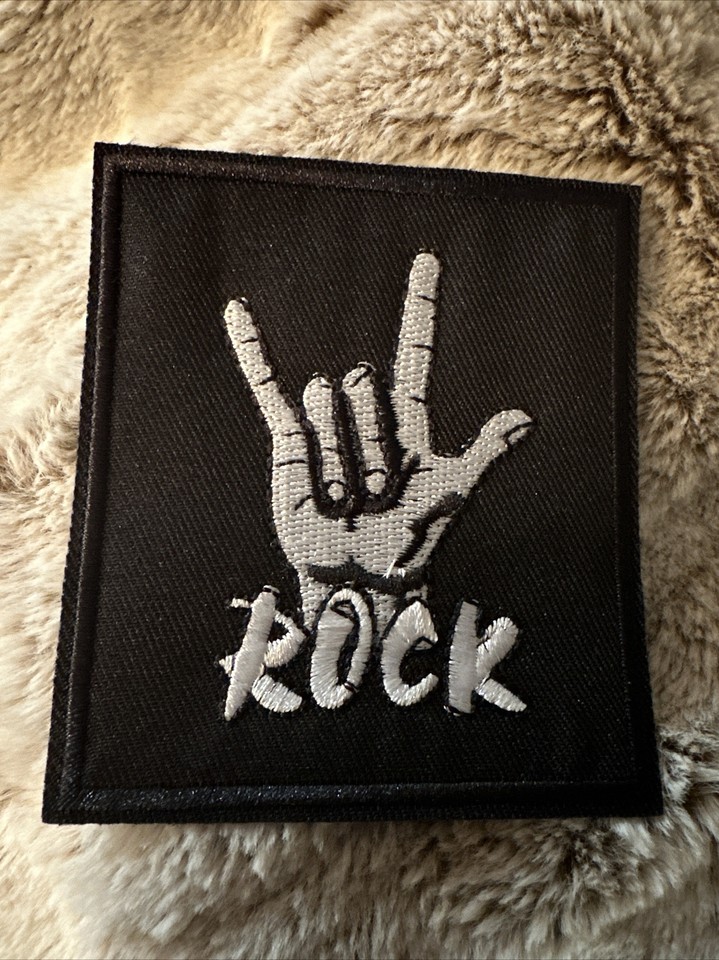 Punk Rock And Roll Heavy Metal Hand Gesture Sign Black Embroidered Iron ...