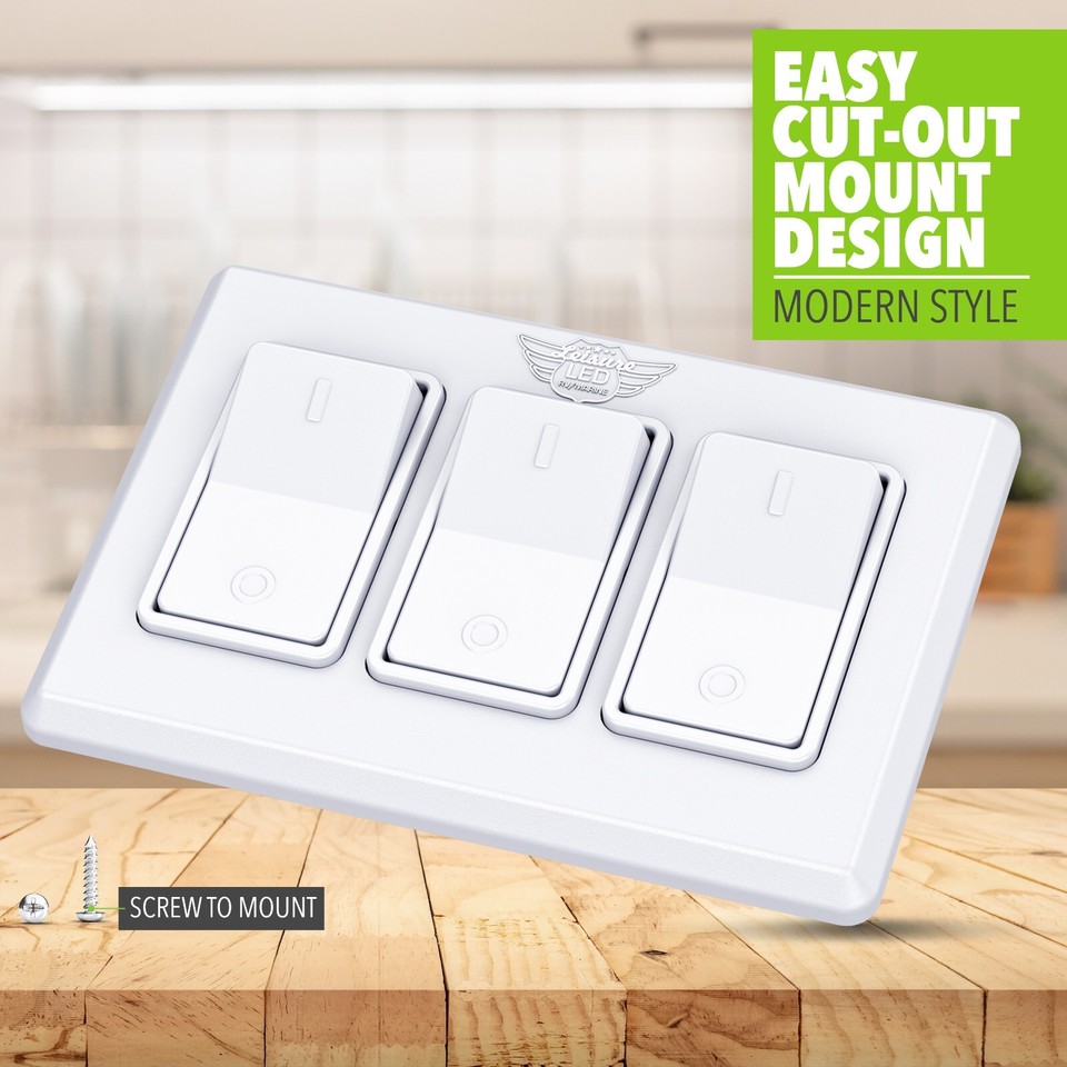 Single 3-Gang On-OFF 12 volt White Light Switch - RV Camper Trailer ...