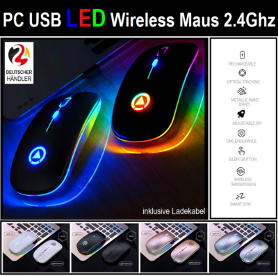 PC Maus Optische Funk 2.4GHz Wireless USB LED Mouse Computer Notebook ...