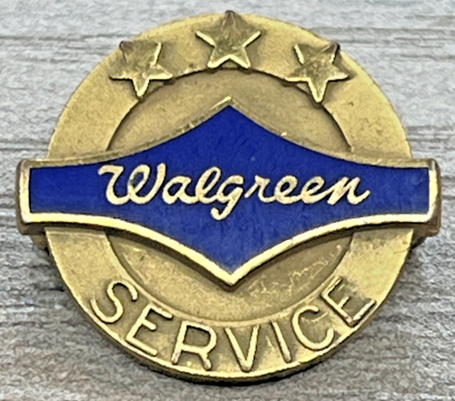Vintage Walgreen Walgreens Employee Service Award Pin Three Stars Gold ...