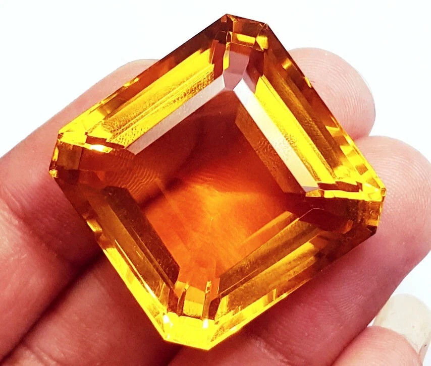 Pierre Précieuse Jaune Topaze Certifiée Carrée 65,60+ Ct Avec Cadeau ...