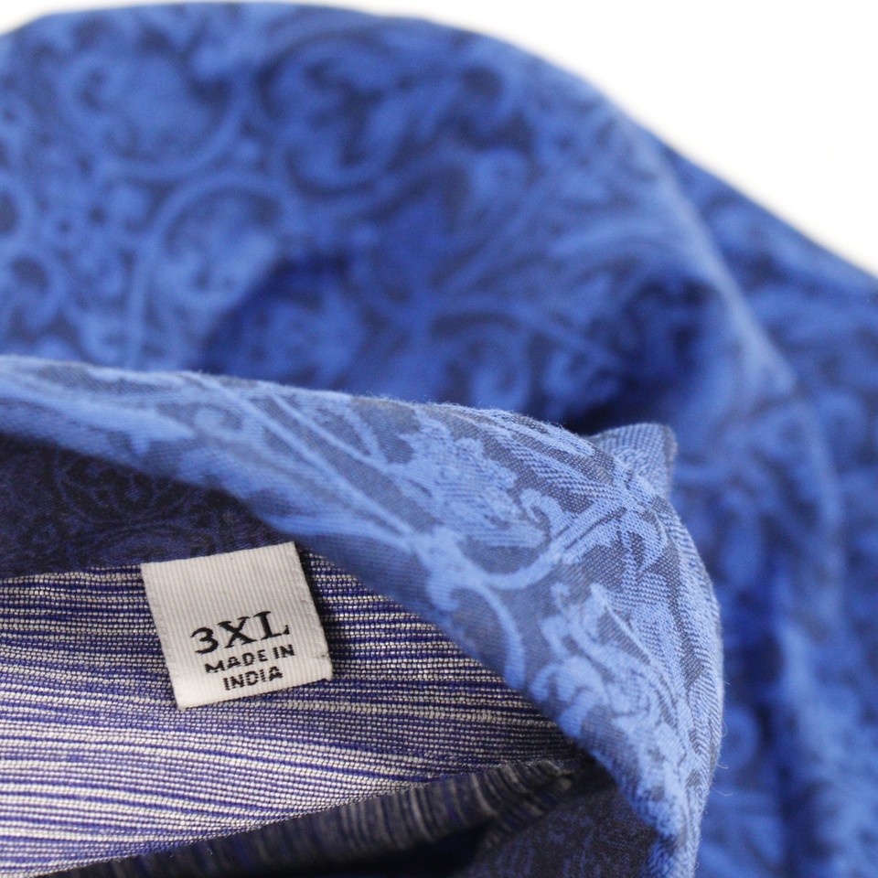 Robert graham shirt men's 3XL geometric jacquard floral Baroque blue ...