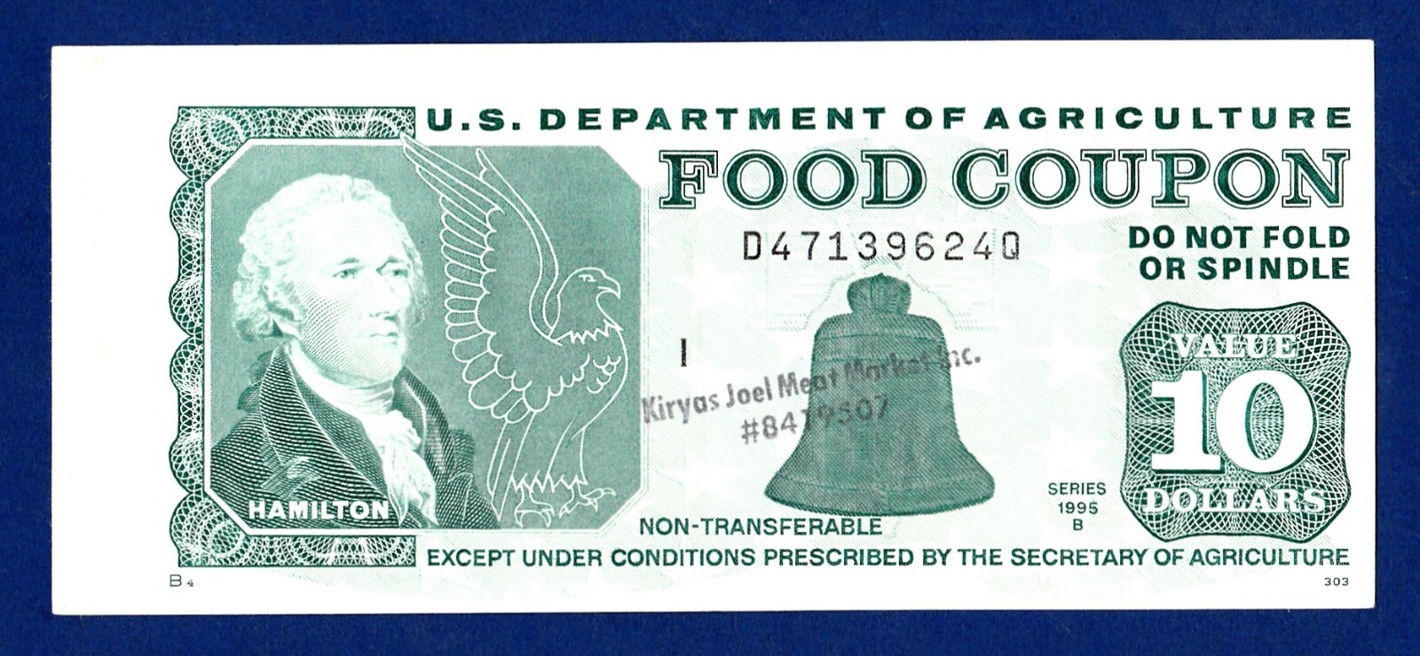 FOOD STAMP COUPON 1 COUPONS $10.00 $ with STORE STAMP USDA scrip TOKEN ...
