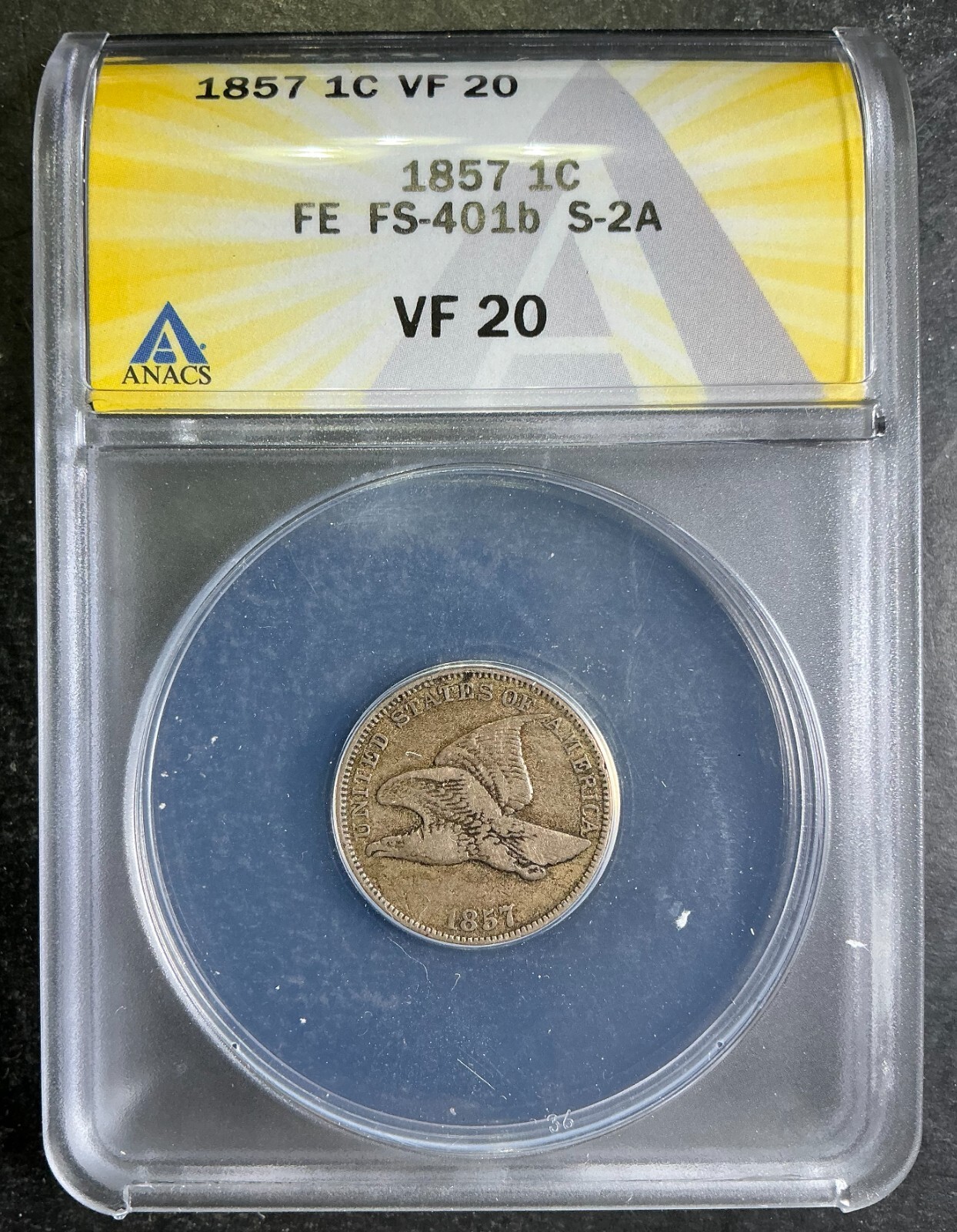 ANACS VF20 1857 Flying Eagle Cent Obverse of 1856 FS-401b Snow 2a Mint ...