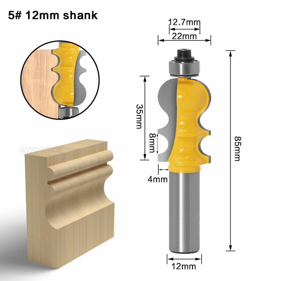 1/2" Shank Casing Base Molding Router Bit Woodwork Tenon Cutter Set W ...