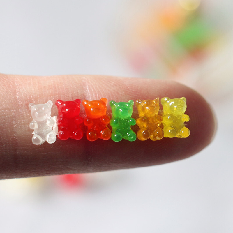 12Pcs Dollhouse Miniature Resin Colorful Bear Candy Model Ornaments DIY ...