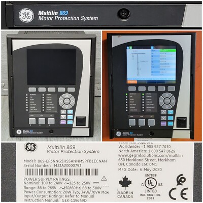 GE Multilin 869 Motor Protection System 869-EP5NNG5HSSANNMSPFB1ECNAN ...