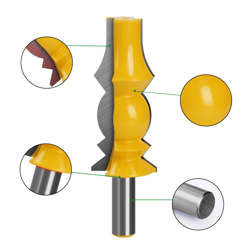1/2 12mm Shank Architectural Crown Molding Router Bits Reversible Set ...
