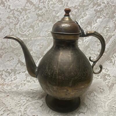 Antique Middle Eastern Metal Tea Kettle- Teapot 14in H x 13in W | eBay