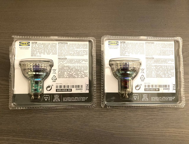 IKEA LEDARE Gu10 LED Bulb 600 LM 7.5 W Warm Dimmable 2700k 103.632.36 ...