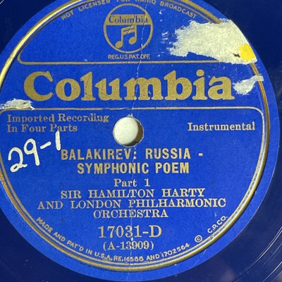 10" 78 RPM-Sir Hamilton Harty-Balakirev: Russia Symphonic Poem Pt 1/2 ...