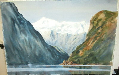 ANN RUTTER ORIGINAL WATERCOLOR COLORADO RIVER MOUNTAIN LANDSCAPE ...