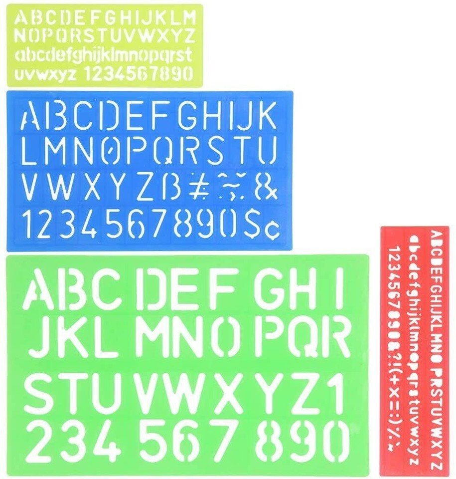 4 Pc Stencil Set Assorted Small & Large size Alphabet Letters and ...