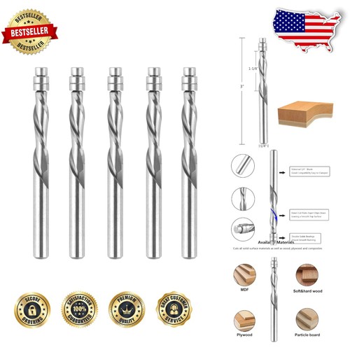 Versatile Router Bits Set: 5PCS Down-Cut Flush Trim for Woodworking ...