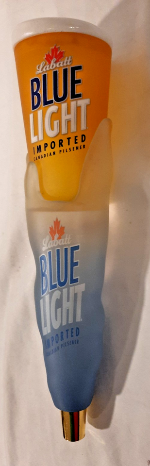 LABATT BLUE LIGHT BEER GLASS FROZEN PILSNER BAR DRAFT BEER TAP HANDLE ...