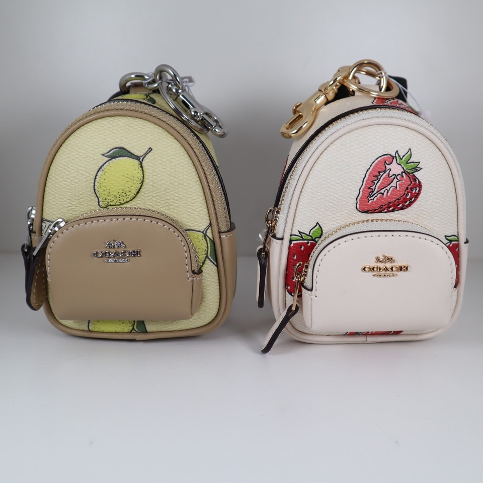Coach Mini Court Backpack Bag Charm with Strawberry and Lemon Print ...