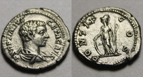 Rare Genuine ancient Roman coin silver Denarius Geta Caracalla Minerva ...