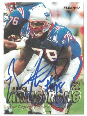 1997 FLEER BRUCE ARMSTRONG TACKLE PATRIOTS NFL FOOTBALL SIGNED CARD ...