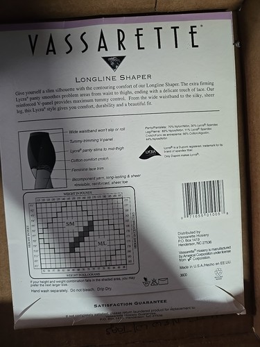 Vassarette Longline Shaper Sheer Leg Size M/L Ivory #8140 Tummy Control ...
