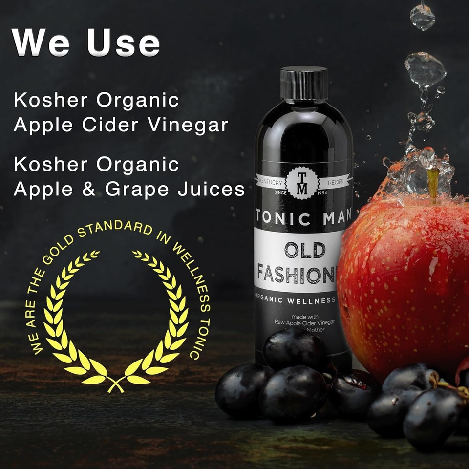 Tonic Man Old Fashioned Organic Wellness Herbal Tonic, Raw Apple Cider ...