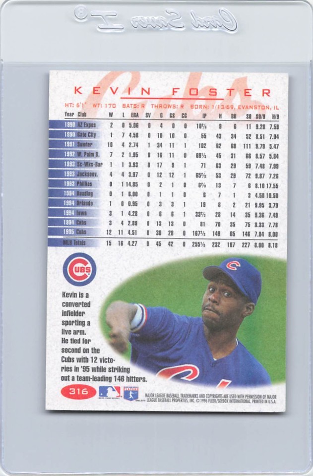 1996 Fleer #316 Kevin Foster Cubs Signed Auto *K1085 | eBay