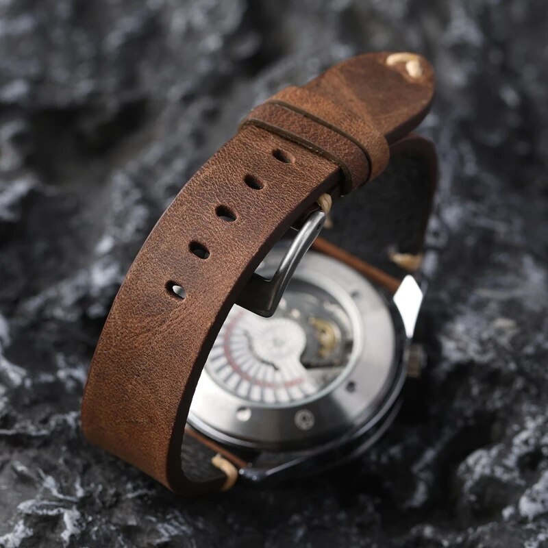 Handmade Vintage Genuine Leather Retro Style Watch Strap Band 18 19 20 ...