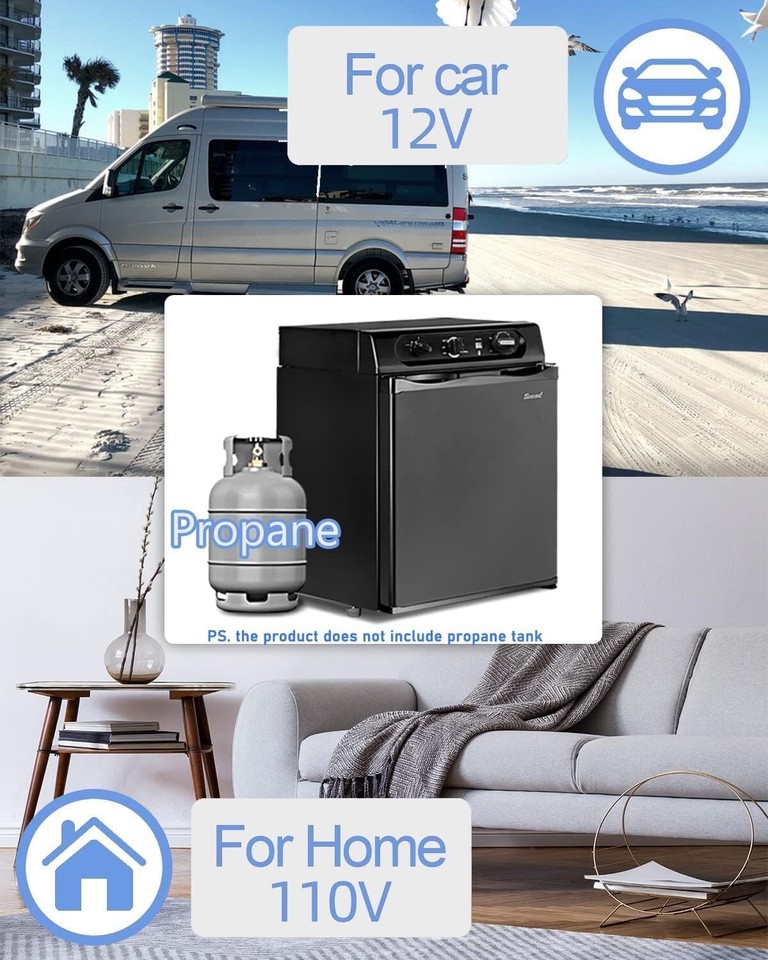 Smad Propane Refrigerator 3 Way Caravan Propane Fridge 110V/12V/LPG 1.4 ...