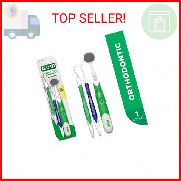 GUM - 832RB Oral Care Cleaning Kit - Lighted Mirror, Explorer Pick, and ...