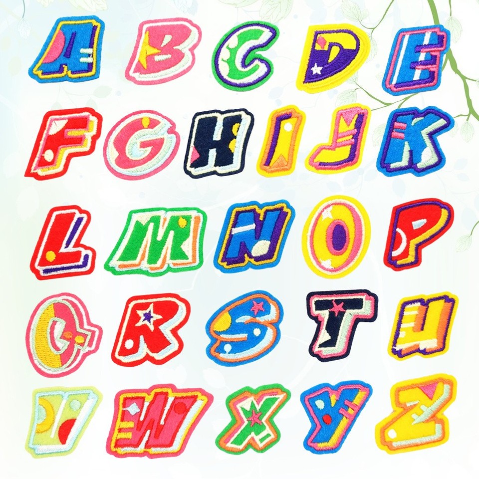 26 Letters Cartoon Shapes Clothes Jacket Patches Cute Iron-on Appliques ...