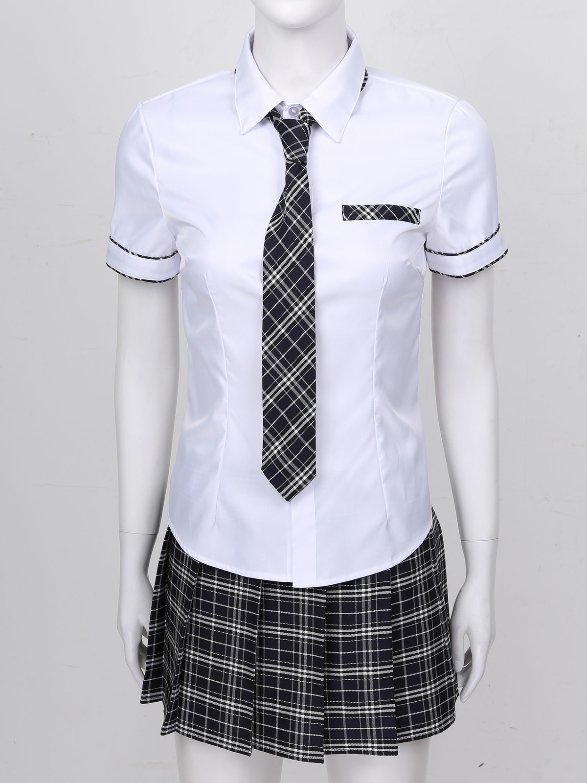 Women's Plaid Skirt Girl Student Cosplay Dress Set School Adult Uniform ...