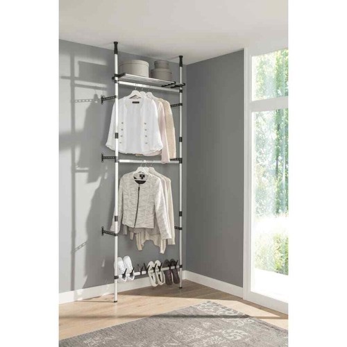 Storage Rack Closet Organization System with Rods and Shelf Aluminum ...