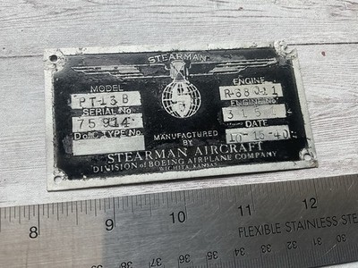 ORIGINAL WWII STEARMAN PT-13B AIRCRAFT DATA SPEC NAME PLATE | eBay