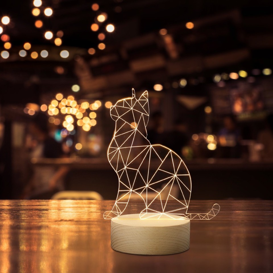 Desktop LED Light Creative 3D Cat Design Night Light Indoor Craft ...