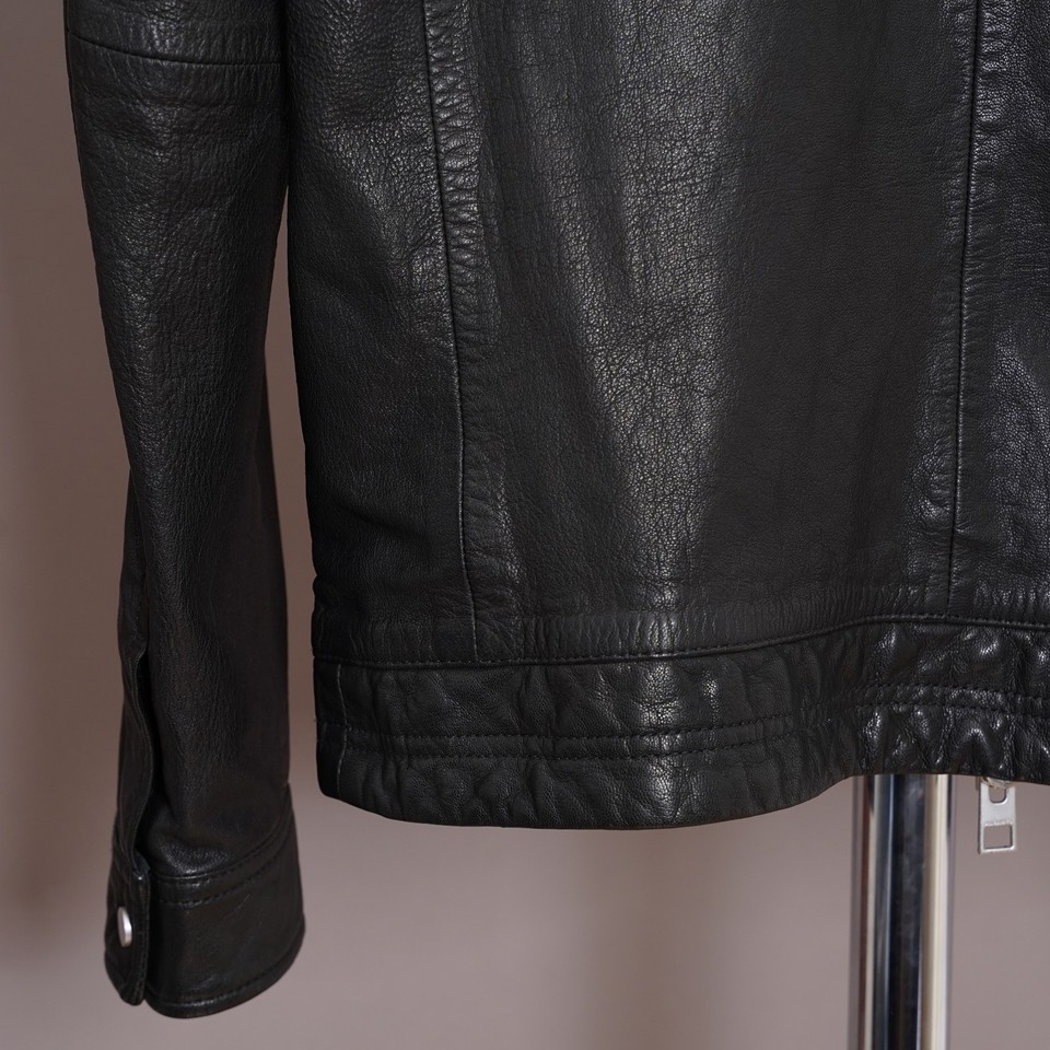 ALL SAINTS Leather Jacket SMALL Mens Black Biker Bomber Celebrity Grail ...