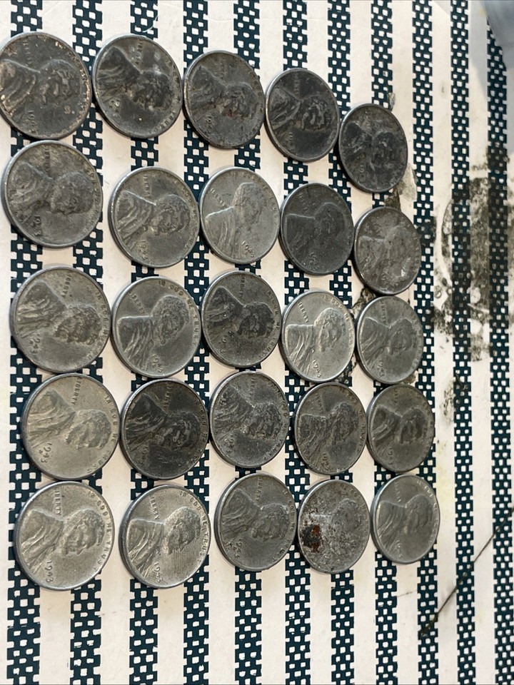 WWII World War 1943 Steel Penny Old Coin Cent Collection Lot of 25, P D ...