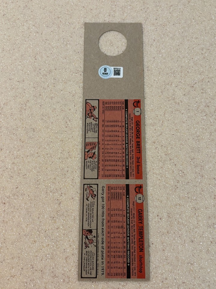 1981 Squirt #1/12 full panel card signed by George Brett and Garry ...