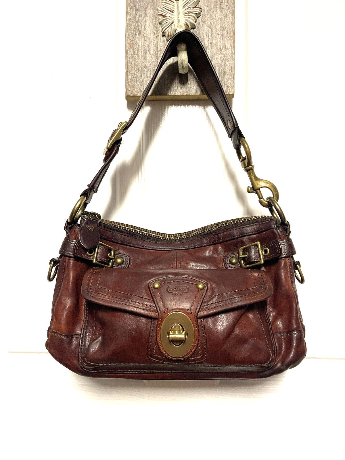COACH Legacy 65th Anniversary Brown Whiskey Vachetta Leather Shoulder ...