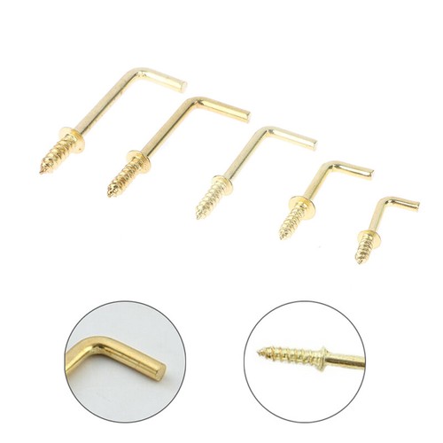 20Pcs L shape Dresser Cup Hooks Right Angle Screws Sheep Eyes Iron ...