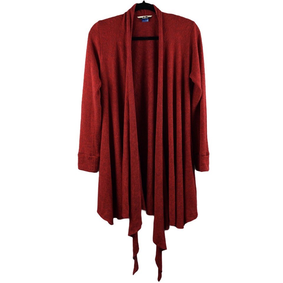 Red Tunic Sweater Open front Cardigan M/L Asymmetrical Trapeze ...