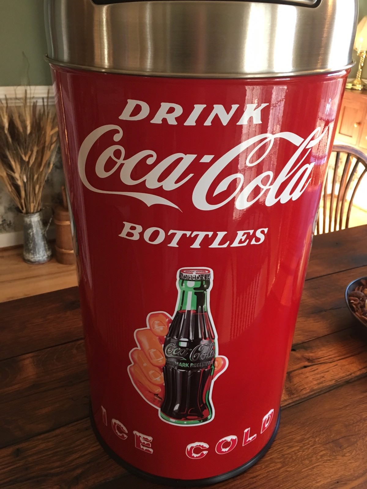 Coca Cola ICE COLD With Sprit Boy"Trash Can SS TOP VERY NICE!!! 12 Gal ...