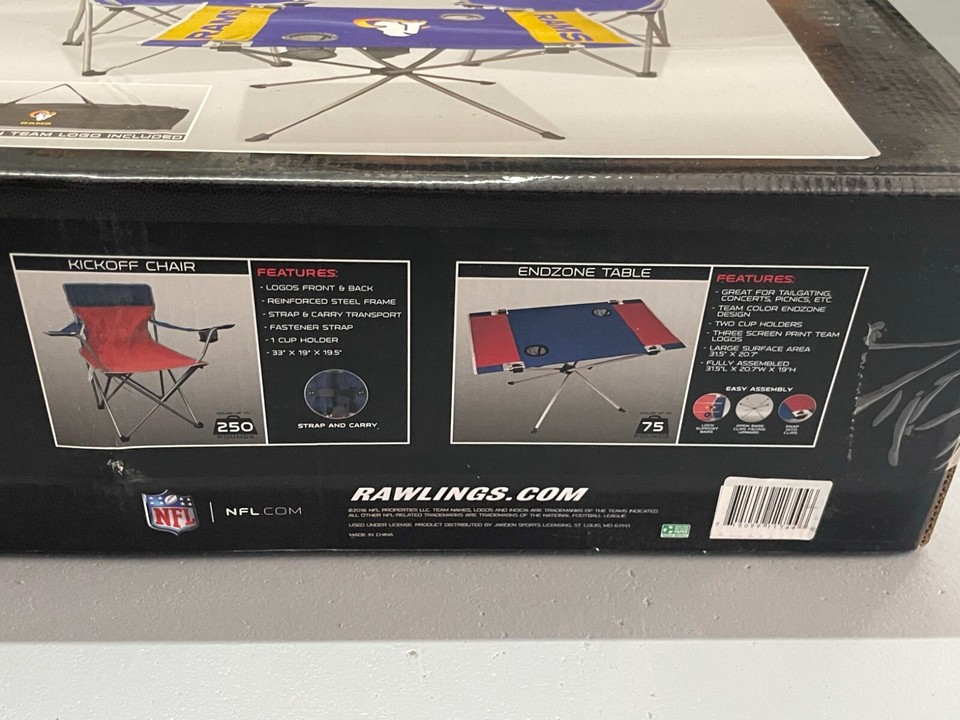 New Rawlings NFL 3 Piece Tailgate Kit LA Rams (2 Chairs, 1 Table ...