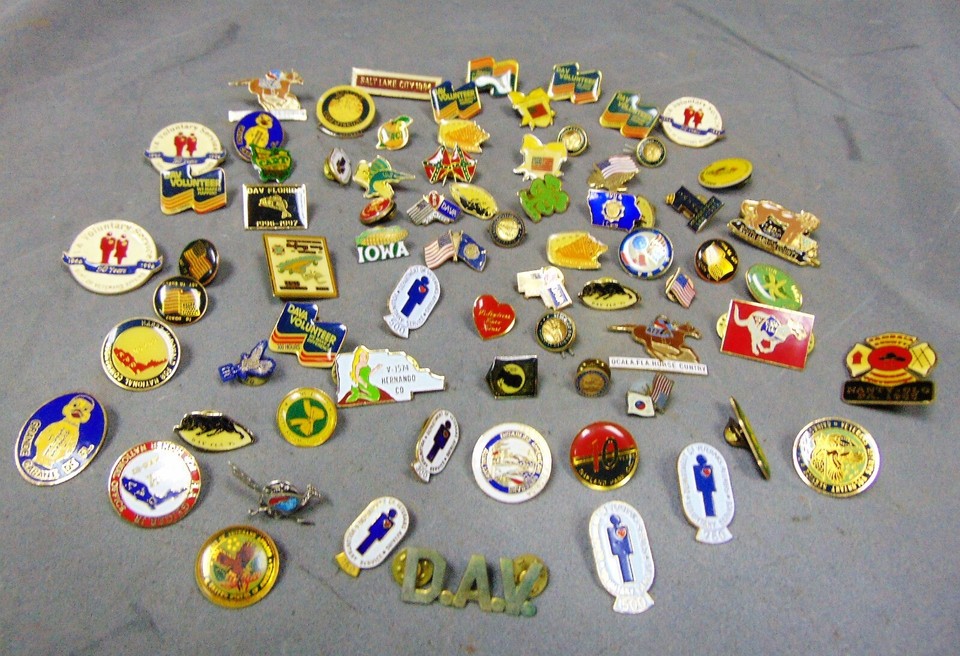Huge Lot Of DAV Disabled American Vets Pins Volunteer Service Pins Many ...