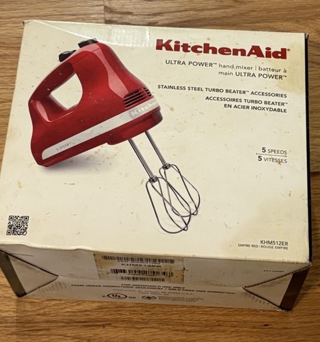KitchenAid KHM512ER Ultra Power 5-Speed Hand Mixer in Empire Red Final ...