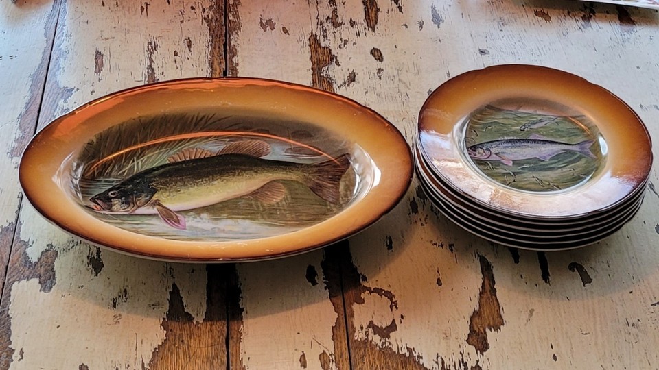 Vintage Taylor Smith And Taylor Fish Platter And 6 Plates | eBay