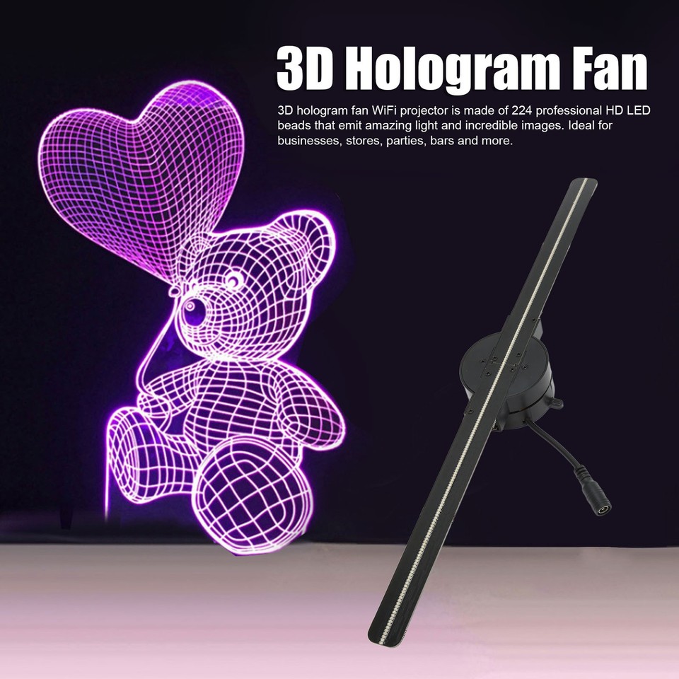3D Hologram Fan 16.5in 2000x224 WiFi 3D Projector with 224 LED Light ...