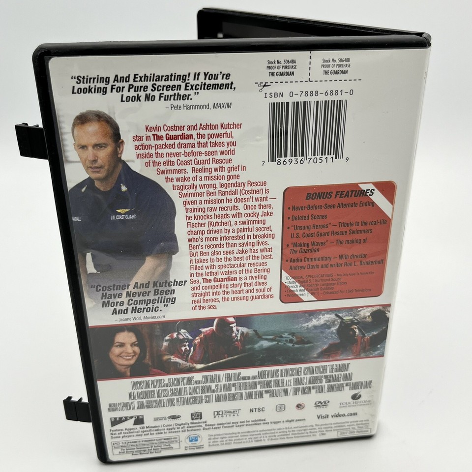 The Guardian DVD 2007 Kevin Costner Ashton Kutcher Coast Guard Rescue ...