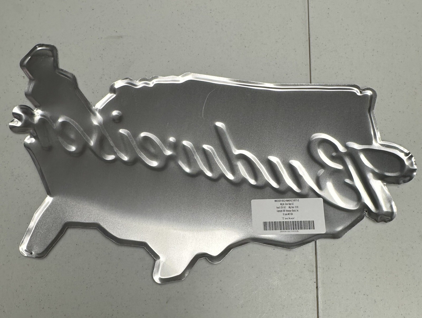 Budweiser Beer 🍺 USA 🇺🇸 Map Tin Tacker Metal Beer Bar Mancave Sign RARE ...