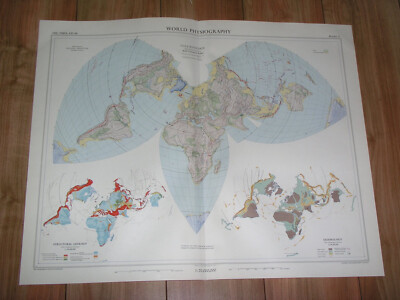 1958 VINTAGE MAP OF WORLD VOLCANOES VULCANOLOGY GEOLOGY PHYSIOGRAPHY ...